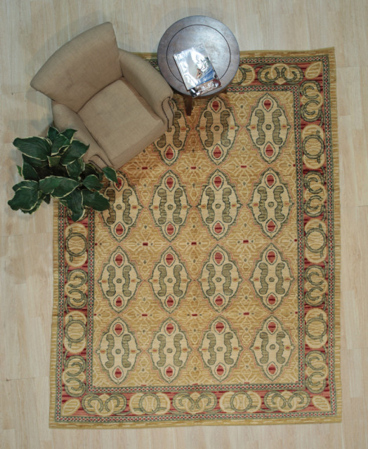 Handwoven Wool Beige Transitional Floral Spanish Style Rug., 8'x10'1 ...