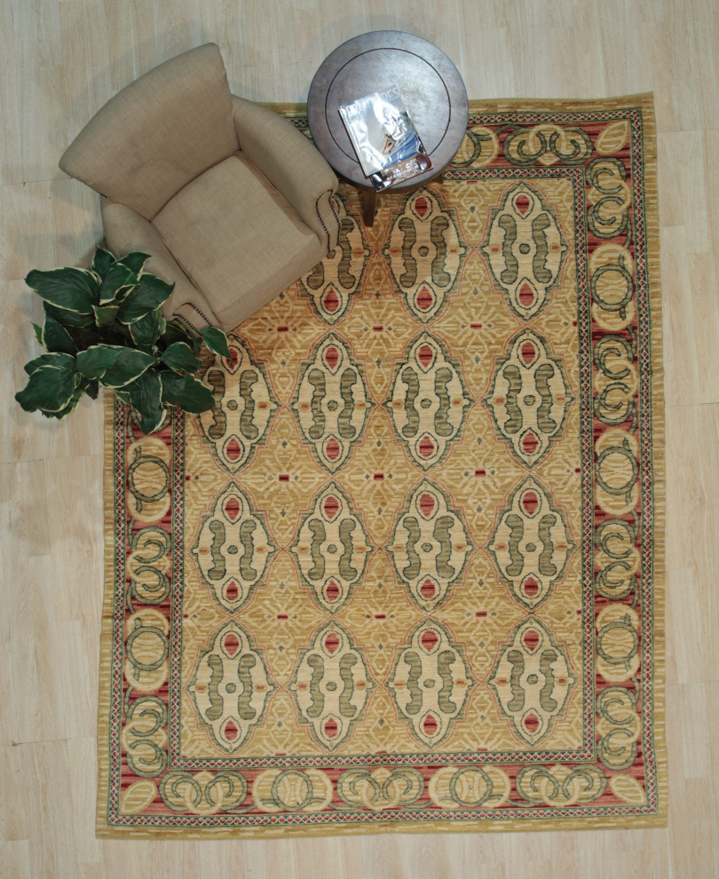 Handwoven Wool Beige Transitional Floral Spanish Style Rug., 8'x10'1 ...