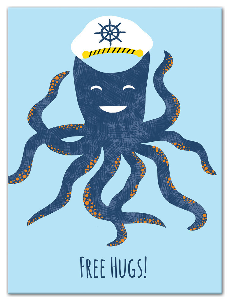 Free Hugs Octopus 12x16 Canvas Wall Art - Beach Style - Kids Wall Decor ...