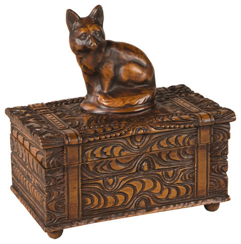 Carved Sitting Fox on Box - Traditional - Jewelry Boxes And Organizers ...
