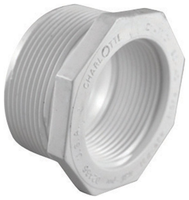 Charlotte Pipe PVC 02112 3600HA Reducer Bushing, 2" x 1", White ...