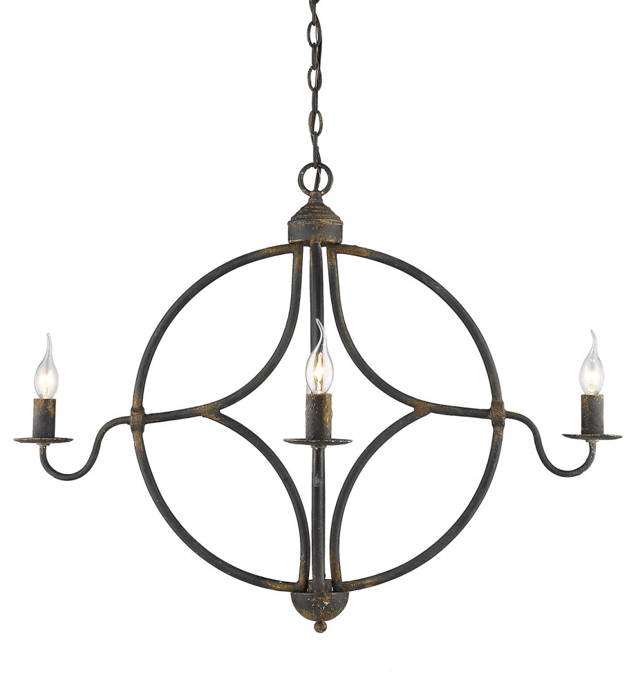 Golden Lighting 0830-4 Caspian 4 Light 33"W Taper Candle - Farmhouse ...