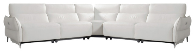 Rimini 5Pc Sectional With 2 Motions, White - Contemporary - Sectional ...
