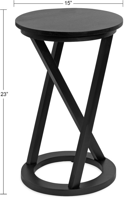 Modern End Table, Lower Open Shelf & Round Top With Slanted Legs ...