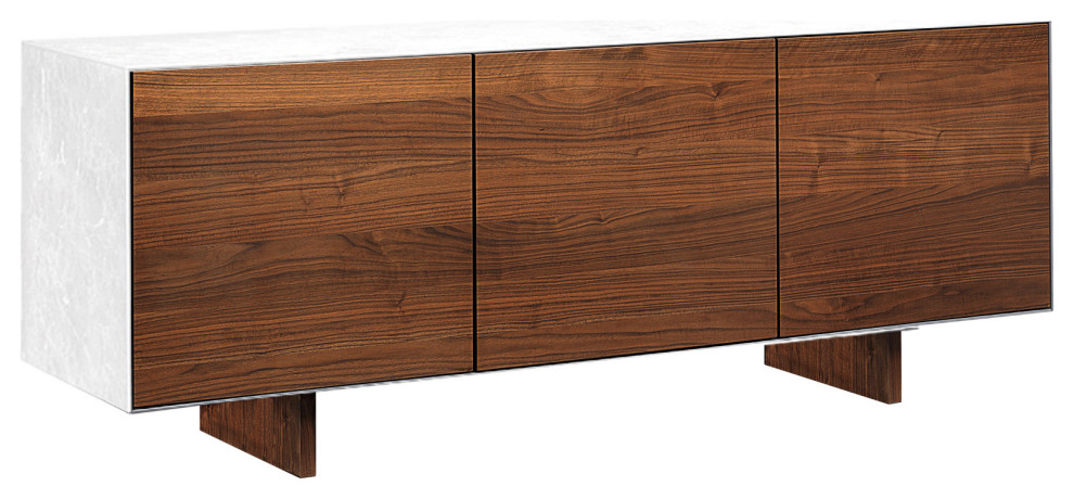 Thin Sideboard White Body Walnut Doors - Transitional - Buffets And ...