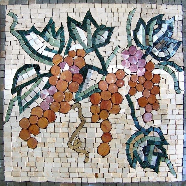 Mosaic Patterns, Cremisi Grape, 16" x 16" - Farmhouse - Tile Murals ...