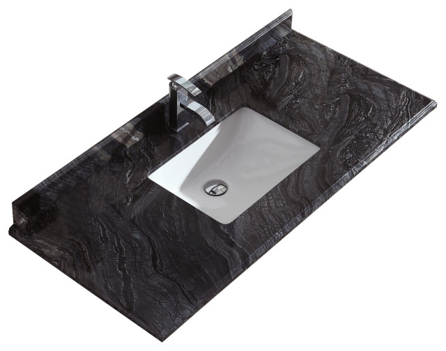 Forever 48" Single Hole Wood Marble Countertop With Rectangular Ceramic ...