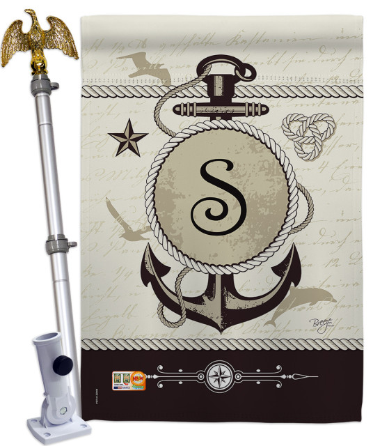Nautical S Initial Coastal Nautical House Flag Set - Modern - Flags And ...