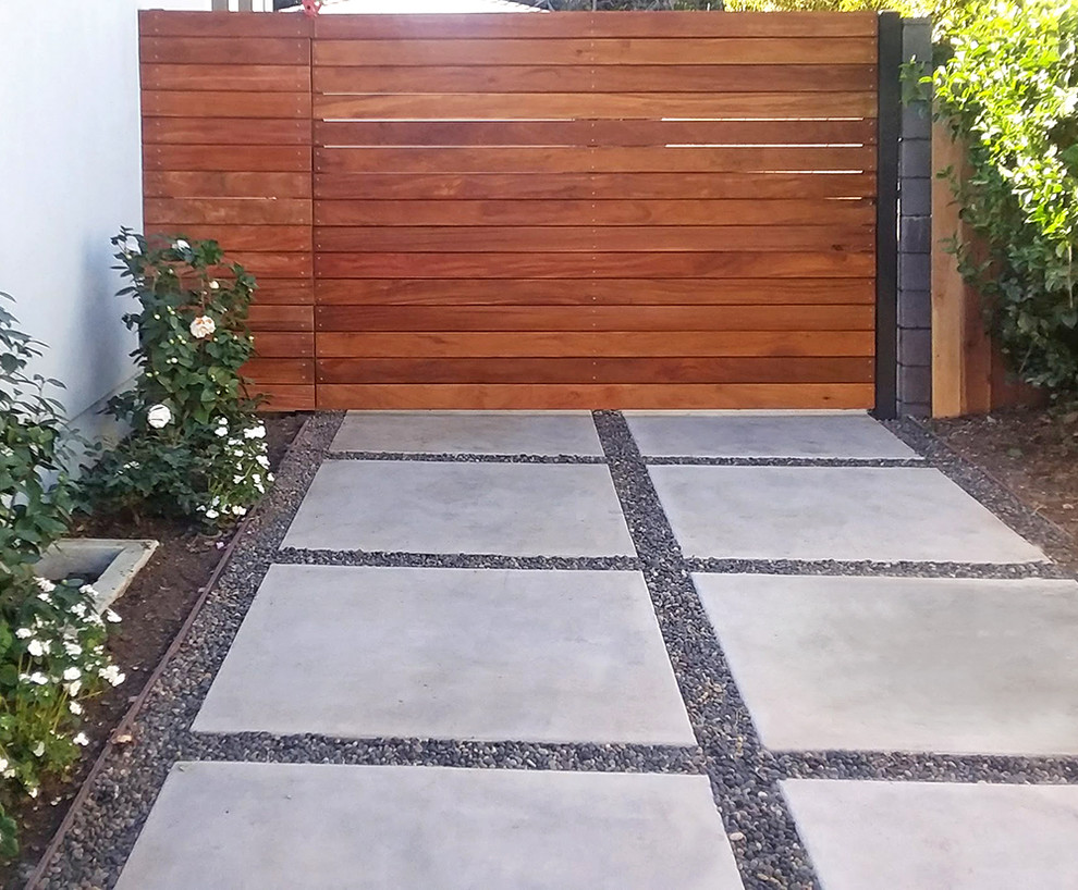 Concrete Paver & River Rocks Driveway - Los Angeles - by Flores ...