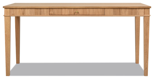Dumont 1-Drawer Fluted Home Office Writing Desk, Natural Blonde ...