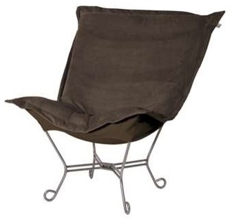Howard Elliott Bella Chocolate/Brown Puff Scroll Chair, 40"x37"x40 ...