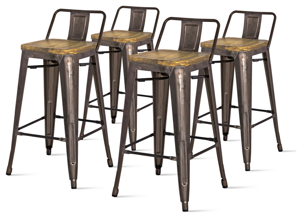 Metropolis Low Back Counter Stool,Set of 4 - Gunmetal - Contemporary ...