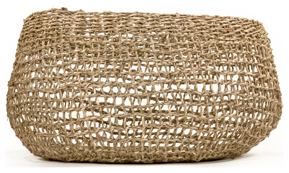 Wide Netted Woven Basket, Medium - Beach Style - Baskets - by Zentique ...