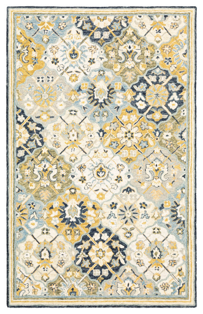 Oriental Weavers Alfresco 28406 Blue/Gold Area Rug, 5'x8' - Traditional ...