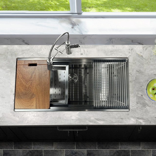 Nantucket Sinks' SR-PS-4220-16 Stainless Steel Workstation Sink ...