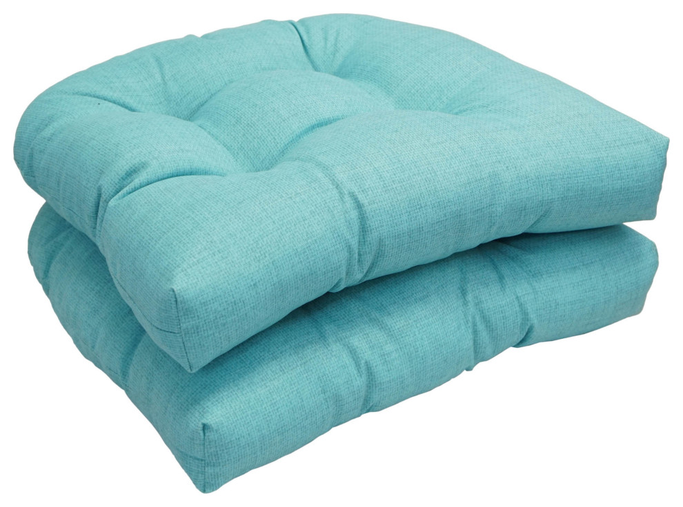 19" U-Shaped Dining Chair Cushions, Set of 2, Rionu Aqua - Contemporary ...