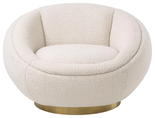 Round Cream Boucl√© Swivel Chair | Eichholtz Bollinger - Contemporary ...