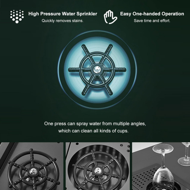 Kitchen Sink With High-pressure Cup Rinser Glass Washer Stainless Steel ...