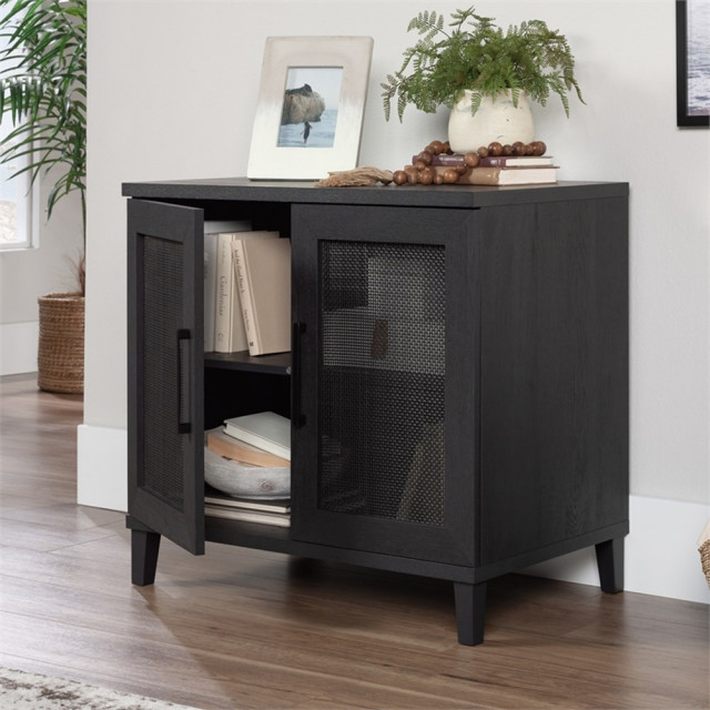 Pemberly Row Contemporary Engineered Wood Library Base in Raven Oak ...