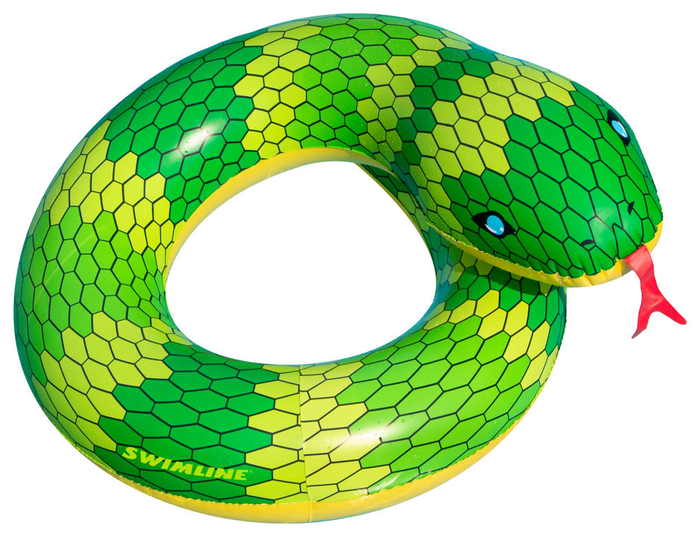 28" Green and Yellow Snake Swimming Pool Inner Tube Float - Modern ...