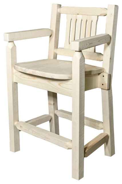 Homestead Counter Height Captain's Bar Stool, Clear Lacquer Finish ...