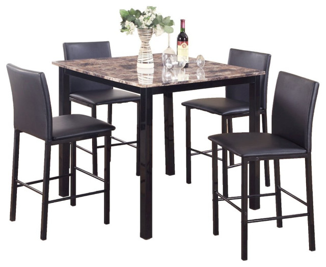 Citico 5-Pc Counter Height Dinette Set with Laminated Faux Marble Top ...