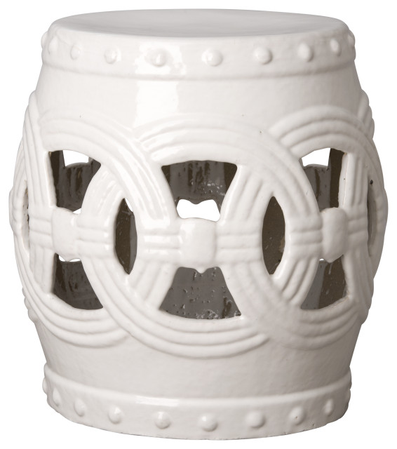 Eternity Distressed White Ceramic Garden Stool - Asian - Accent And ...