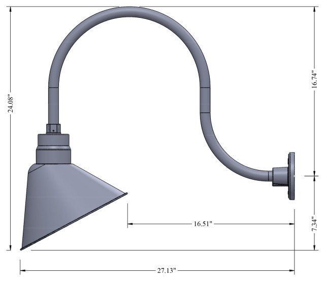 12" Angle Shade Gooseneck Sign Light, 24" Long Gooseneck Arm ...