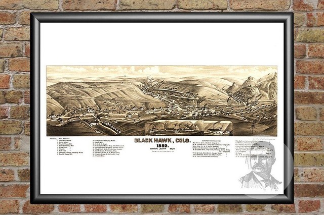 Old Map of Black Hawk Colorado 1882, Vintage Map Art Print, 24"x36 ...