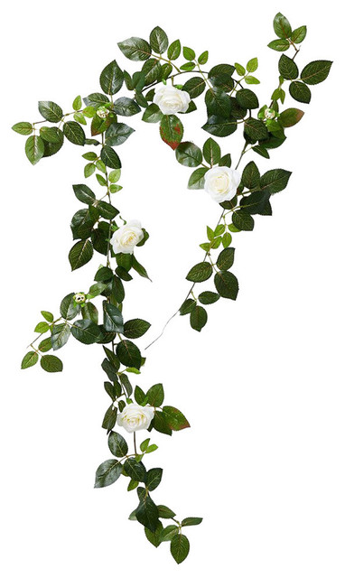 Serene Spaces Living 55in Decorative Mini Cream Rose Garland ...