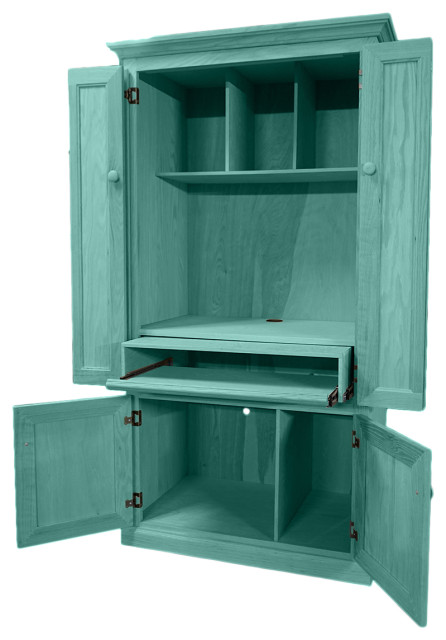 Traditional Oak Computer Armoire - Eclectic - Armoires And Wardrobes ...