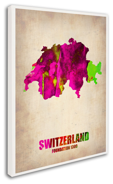 'Switzerland Watercolor Map' Canvas Art by Naxart, 24" x 32 ...
