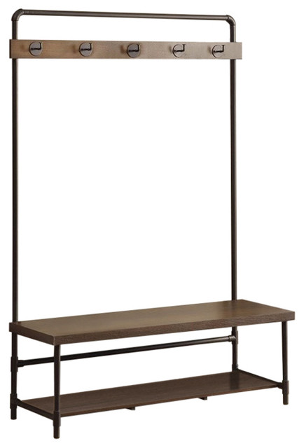 Bowery Hill 5-Hook Modern Metal Hall Tree in Chestnut/Dark Bronze ...