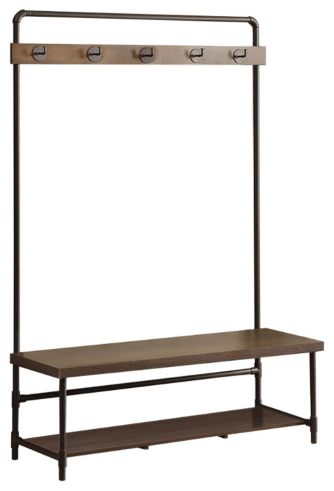 Bowery Hill 5-Hook Modern Metal Hall Tree in Chestnut/Dark Bronze ...