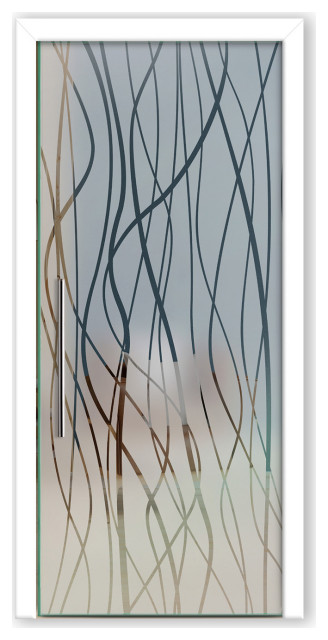 Frameless Glass Pocket Sliding Door With Frosted Design, 38"x81 ...