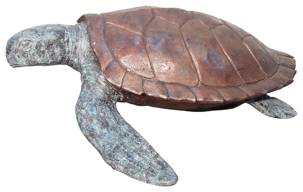 Sea Turtle Bronze Sculpture - Beach Style - Decorative Objects And ...