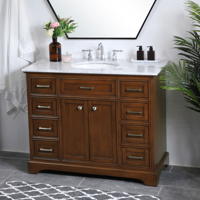 Amber Single Bathroom Vanity, Blue, 42" - Transitional - Bathroom Vanities And Sink Consoles ...