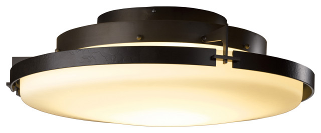 Metra LED Flush Mount, Dark Smoke Finish, Opal Glass - Transitional ...