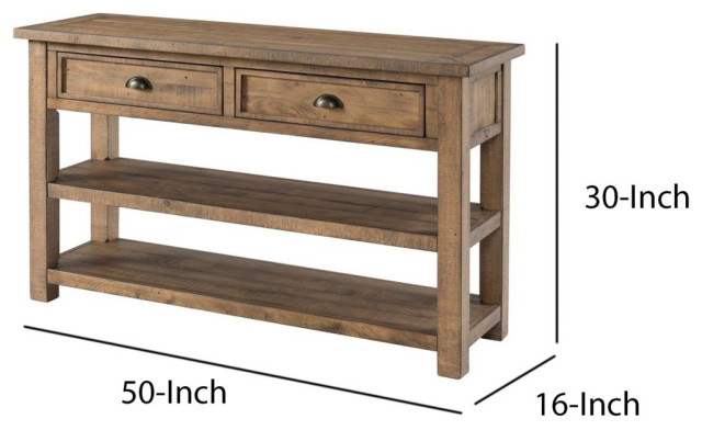 Farmhouse Console Table, Pinewood Top With 2 Storage Drawers ...