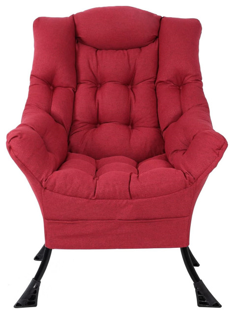 Red Upholstered Accent Chair with High Back for Living Room ...