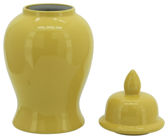 14" Temple Jar, Yellow - Asian - Decorative Jars And Urns - by Beyond ...