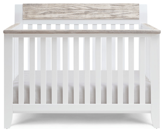 White Solid and Manufactured Wood Standard Four In One Convertible Crib ...