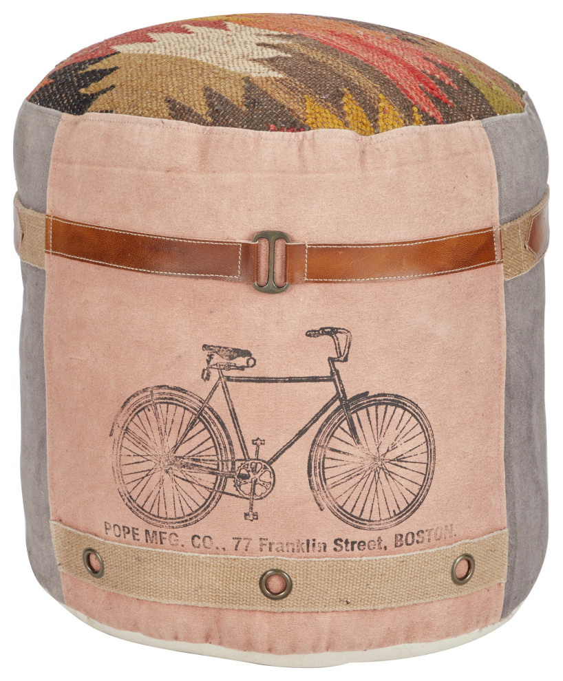 Rustic Multi Colored Canvas Pouf 88595 - Southwestern - Floor Pillows ...