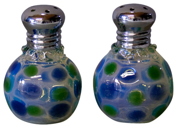 Mini Dots Blue Green Salt and Pepper Shaker Set - Contemporary - Salt ...