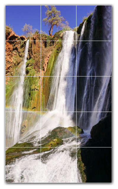 Waterfalls Ceramic Tile Wall Mural HZ501140, 36" Wide x 60" High ...