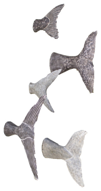 Set of Five Fish Tale Wall Sculptures - Beach Style - Wall Sculptures ...
