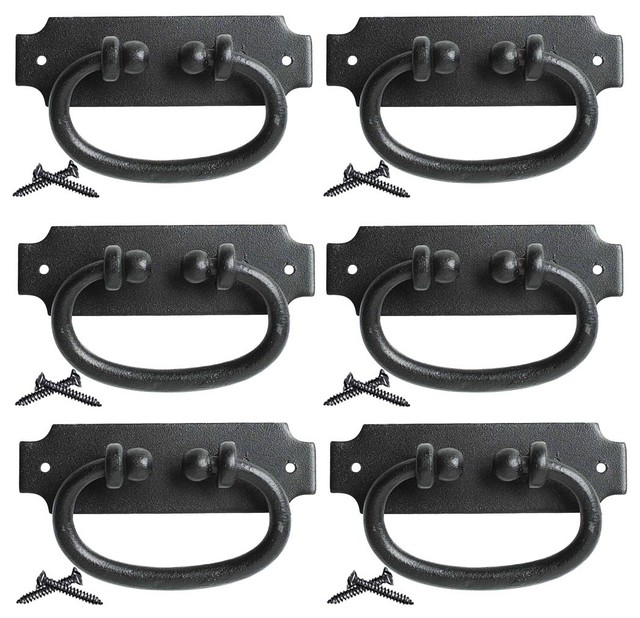 Black Wrought Iron Cabinet Pulls Hepplewhite Handle 5.25" W Drop Style ...