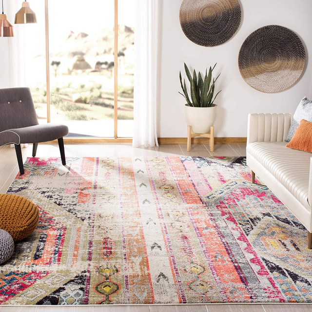 Boho Chic Tribal Distressed Area Rug, Durable, Easy Care, Unique Design ...