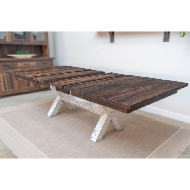 Foster Farmhouse Dining Table, Barnwood, 48x96, 2 Middle Leaves ...