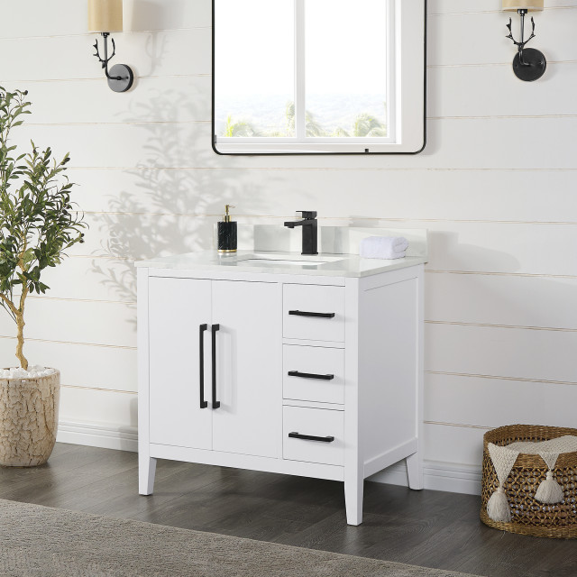 Laurel Bathroom Cabinet Vanity Base, 36" - Transitional - Bathroom ...